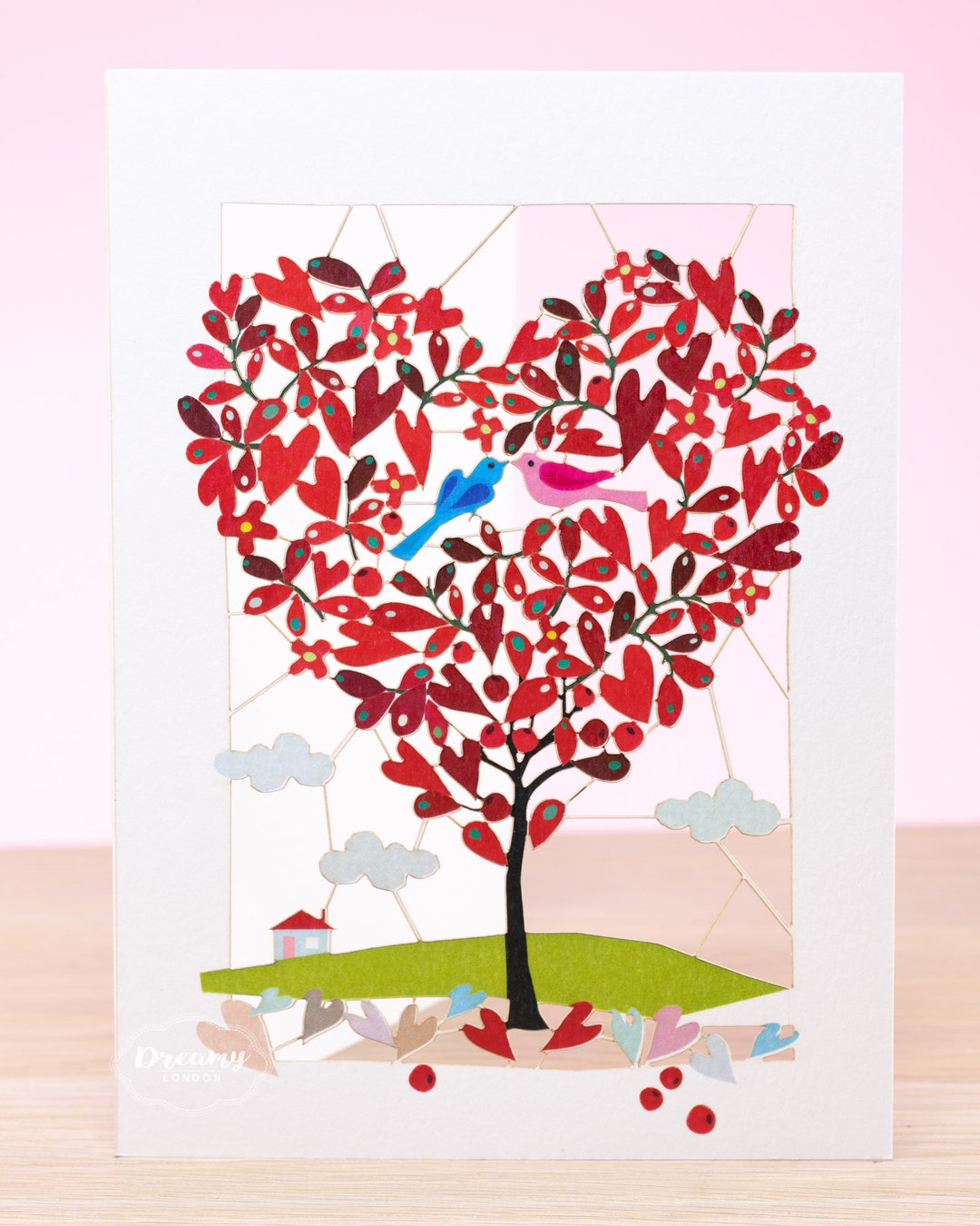 Laser Cut Flowers & Birds Love Card, Romantic Love Card, Floral ...