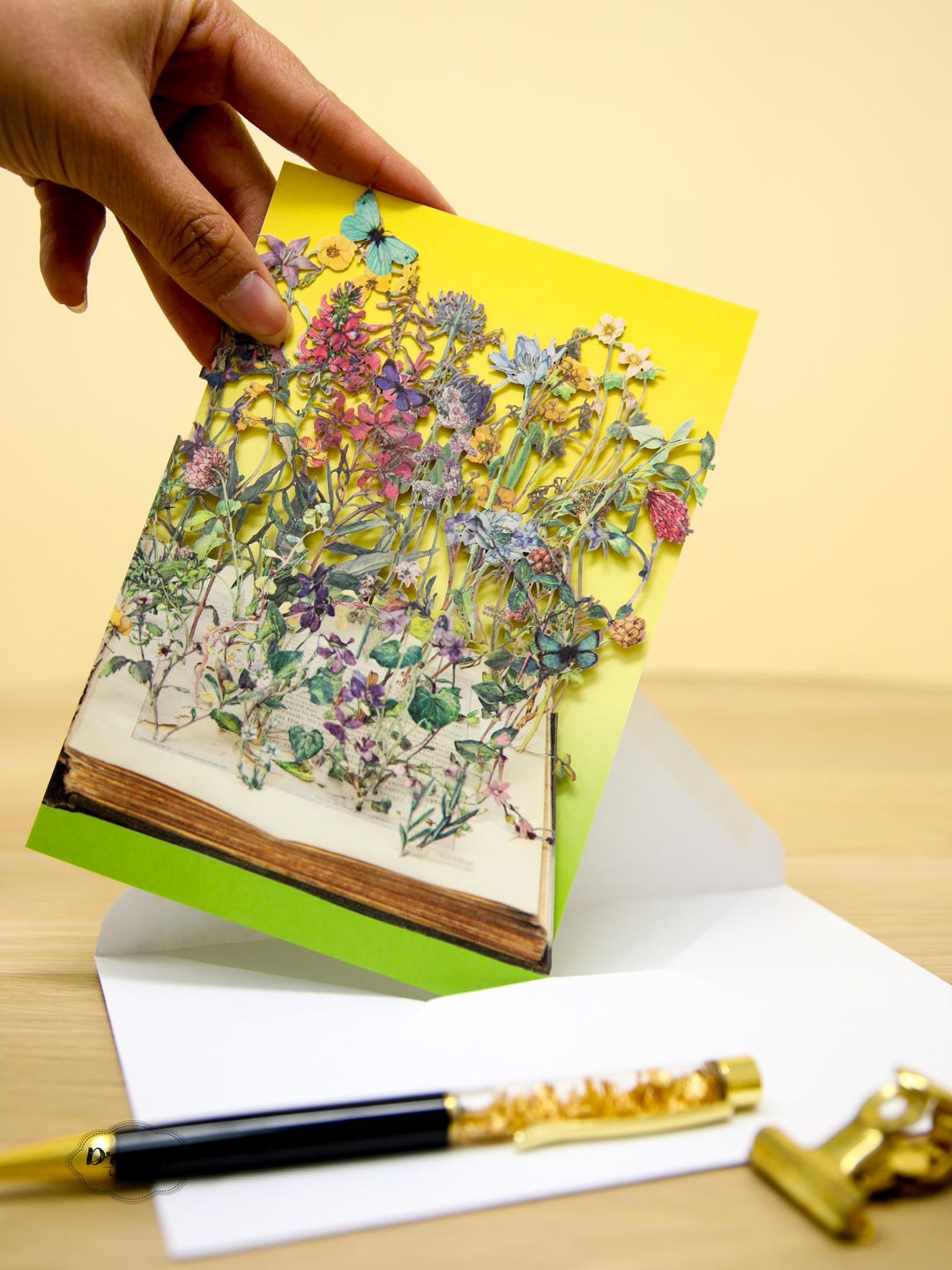 Laser Cut Spring Flowers Greeting Card - Book Lover Greeting Card ...