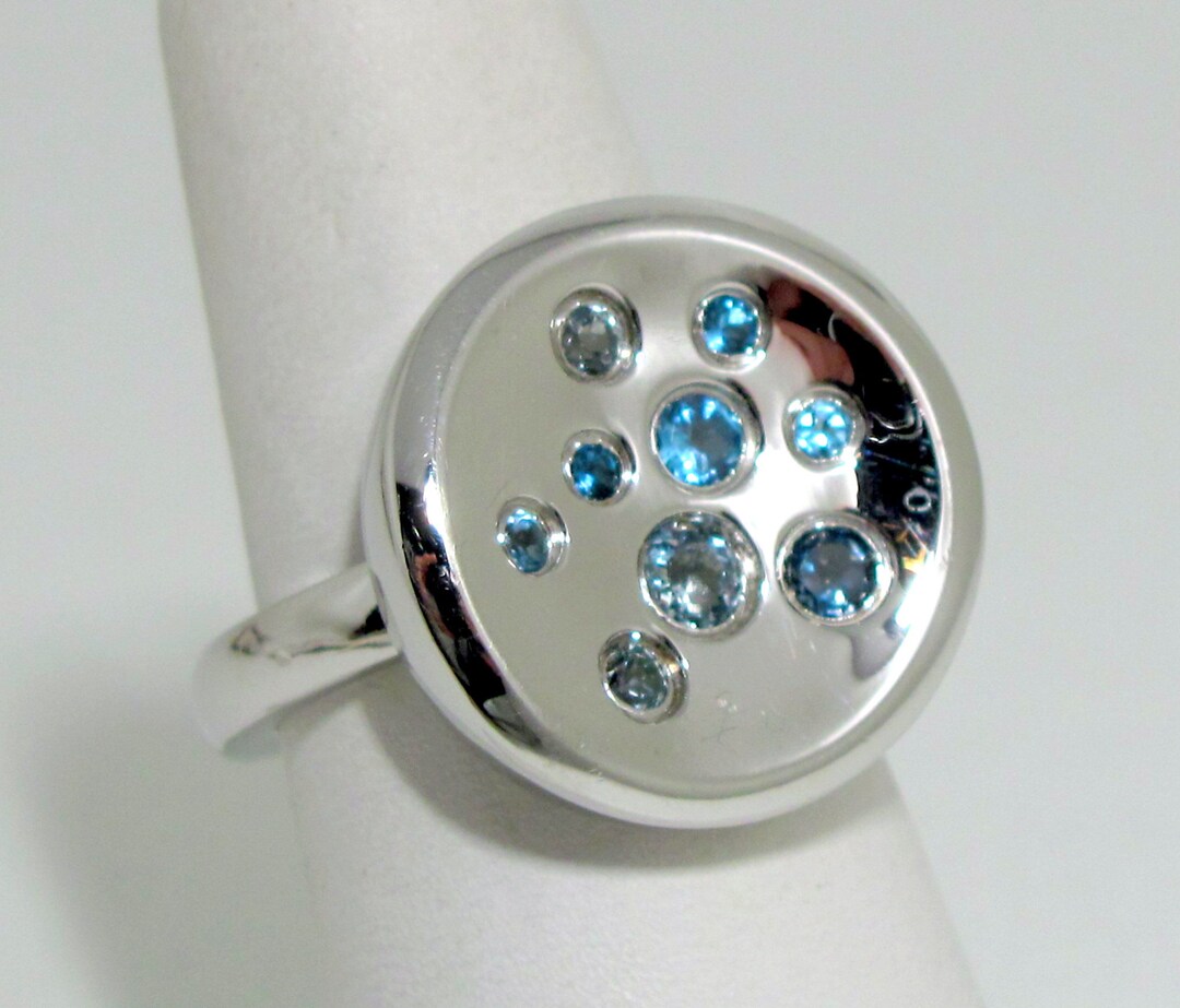 Elle Concave Circle Blue Czs Ring Sterling Silver 925 Ruby Trademark ...