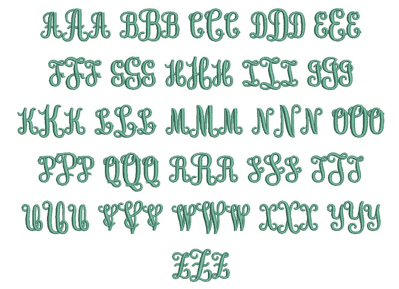 SALE Simple Monogram Embroidery Font 5 Sizes Machine BX - Etsy
