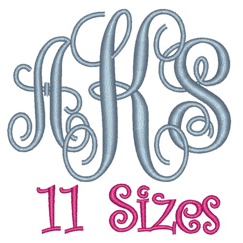 Large Point 3 Letter Monogram Machine Embroidery Font Alphabet - Etsy