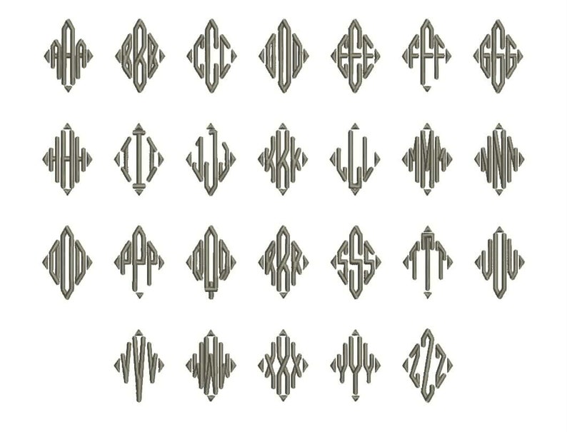 SALE** Diamond Monogram Embroidery Font 4 Sizes Machine BX Embroidery ...