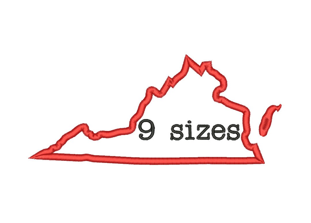 SALE** 9 Sizes Virginia State Appliqué Embroidery Machine Embroidery ...