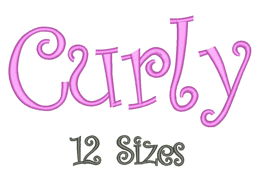 SALE** Curly Embroidery Font 12 Sizes Machine BX Embroidery Fonts ...