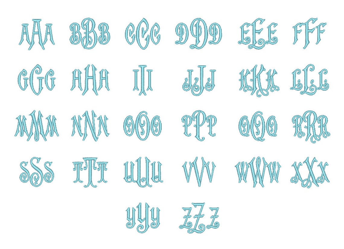 SALE** Carson Monogram Embroidery Font 12 Sizes Machine BX Embroidery ...