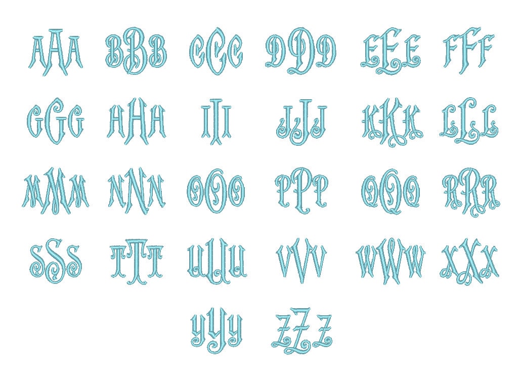 SALE** Carson Monogram Embroidery Font 12 Sizes Machine BX Embroidery ...