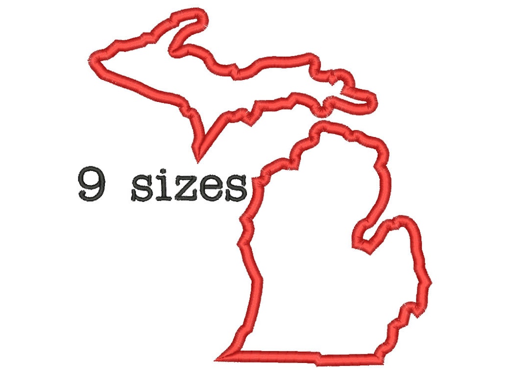 SALE** 9 Sizes Michigan State Appliqué Embroidery Machine Embroidery ...
