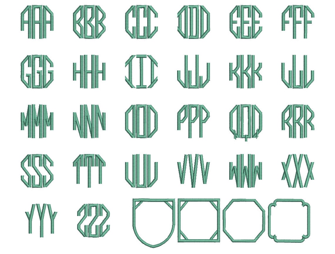 SALE Octagon Monogram Embroidery Font 4 Sizes - Etsy