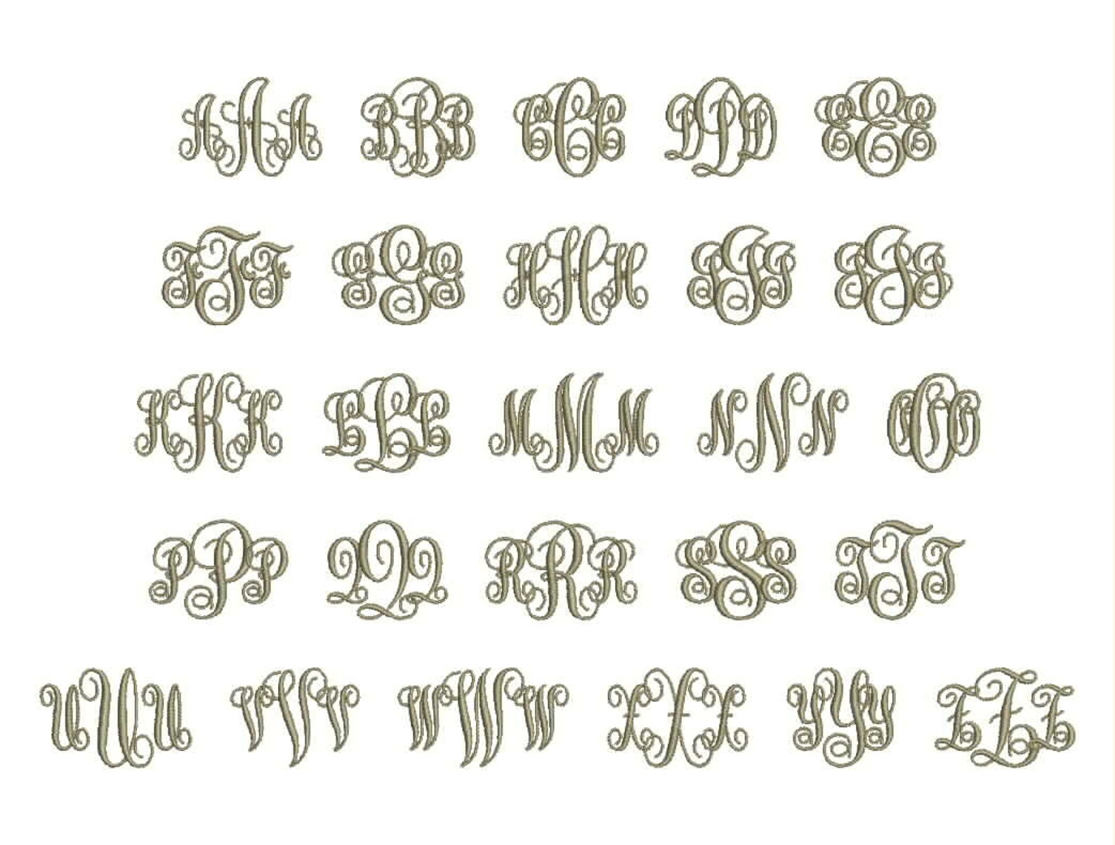 Interlocking Monogram Embroidery Font 4 Sizes Machine BX Embroidery ...