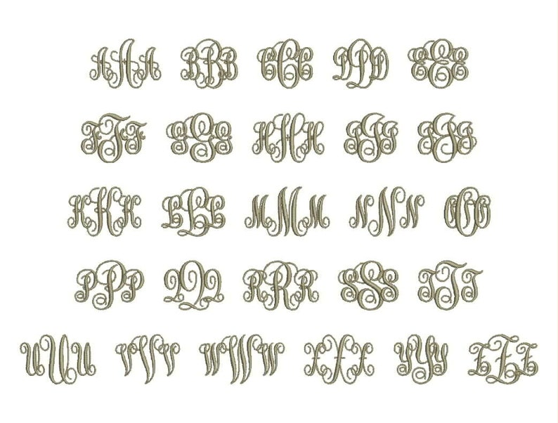 SALE Interlocking Monogram Embroidery Font 4 Sizes Machine - Etsy