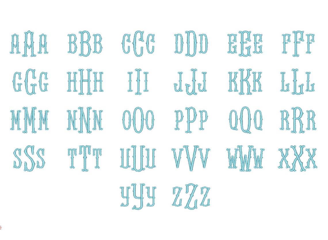 SALE Fishtail Monogram Embroidery Font 4 Sizes Machine BX - Etsy