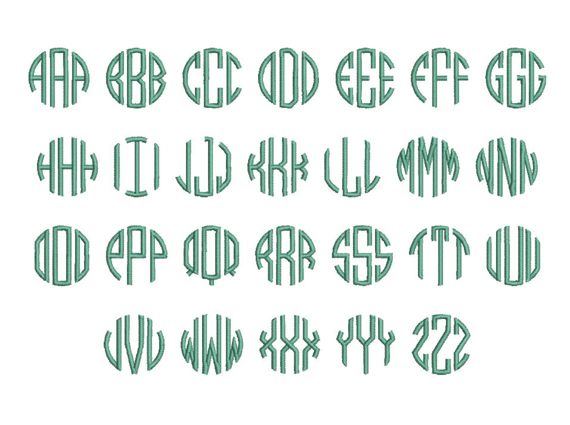 SALE** Slim Circle Monogram Embroidery Font 6 Sizes Machine BX ...