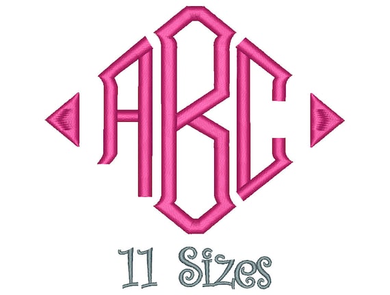 SALE Point Diamond Monogram Embroidery Font 11 Sizes Machine - Etsy