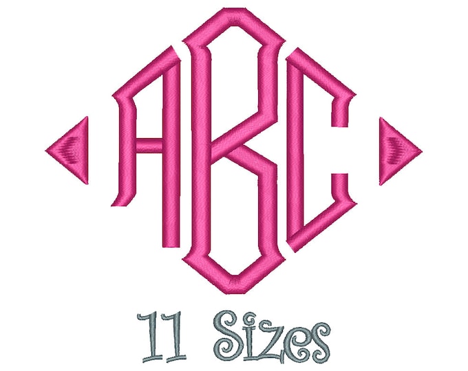 SALE Point Diamond Monogram Embroidery Font 11 Sizes Machine BX ...