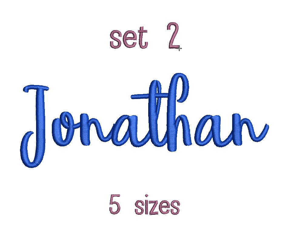 SALE Set 2 Jonathan Embroidery Font 5 Sizes Machine BX | Etsy