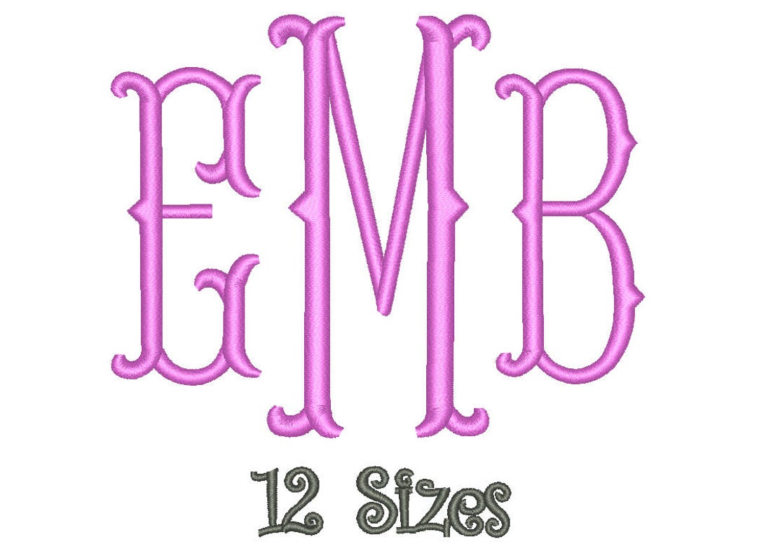 SALE** Fishtail Monogram Embroidery Font 12 Sizes Machine BX Embroidery ...