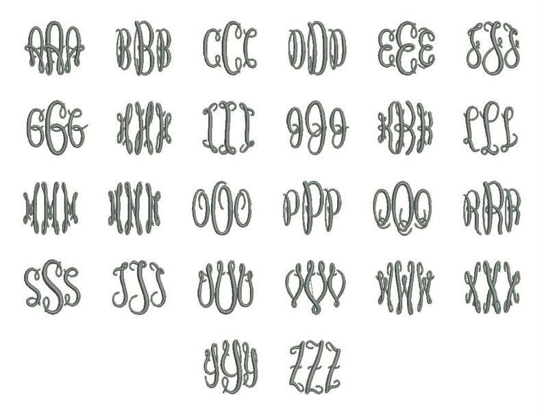 SALE Oval Monogram Embroidery Font 4 Sizes Machine BX - Etsy