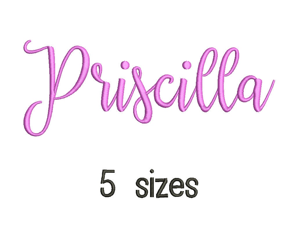 SALE** Priscilla Embroidery Font 5 Sizes Machine BX Embroidery Fonts ...
