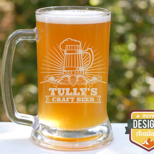Custom Etched Glass Beer Stein - Etsy