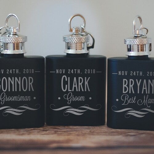 Groomsman Keychain Flask Wedding Party Favors Mini Groomsman | Etsy