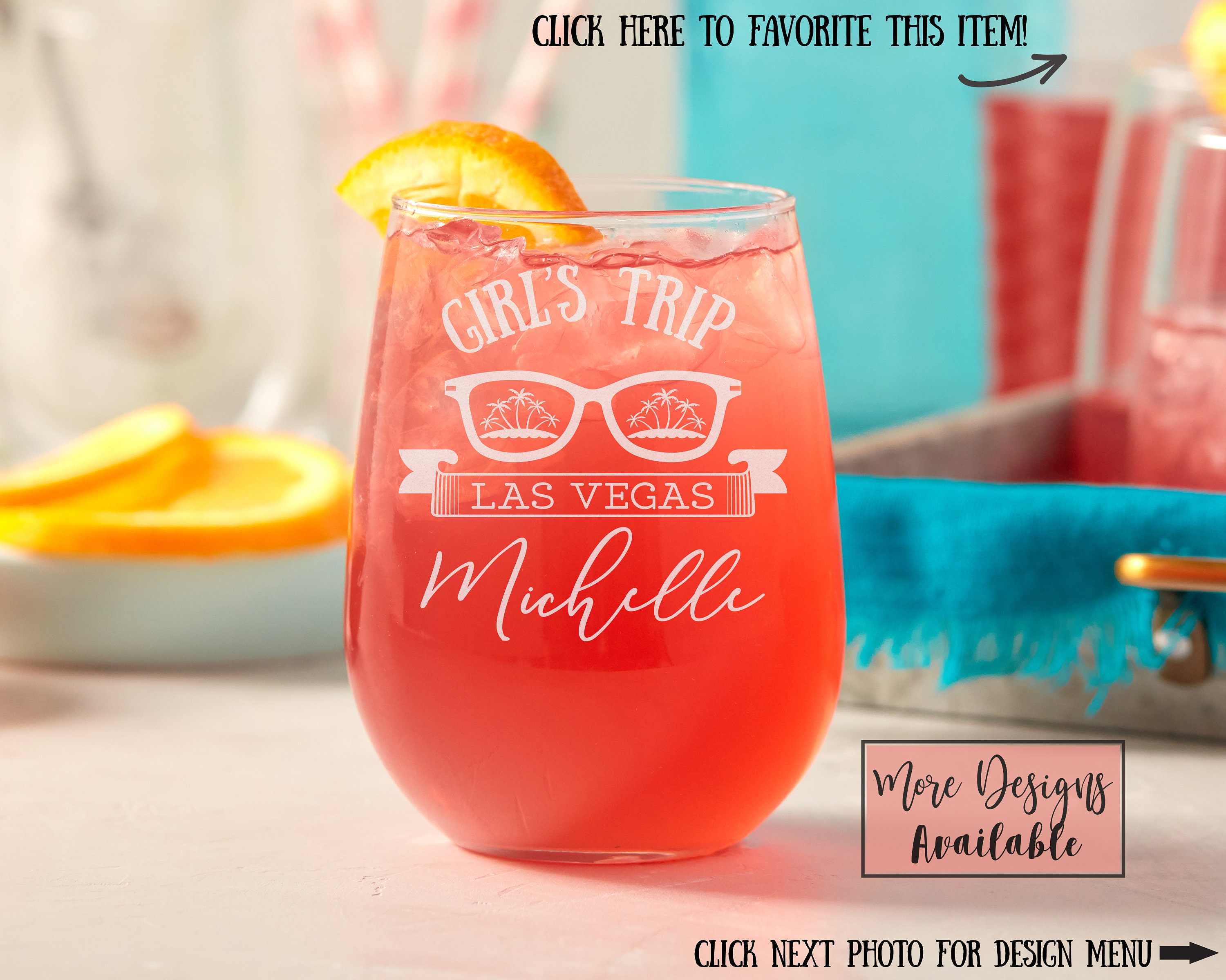 Girls Trip Stemless Wine Glass Girls Vacation Wine Etsy
