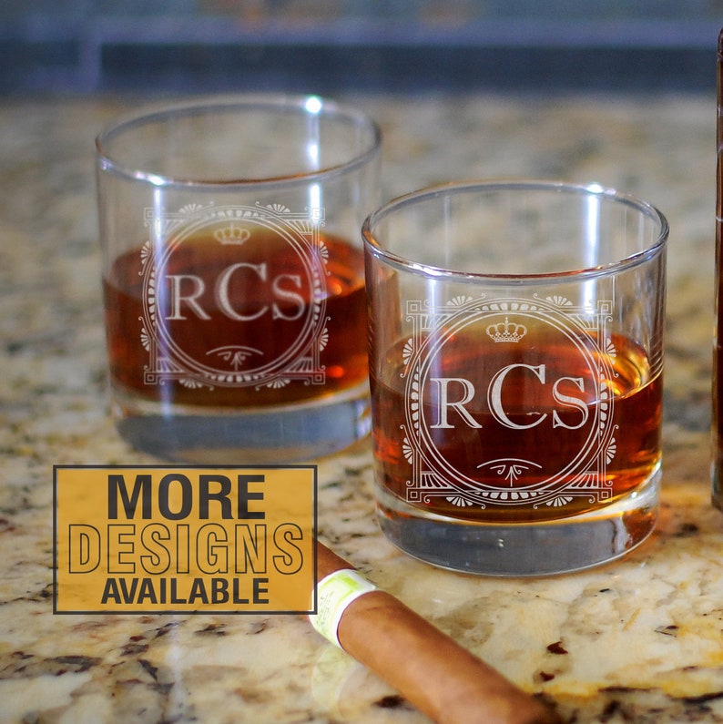 Monogrammed Whiskey Glass Personalized Barware Laser Etched Etsy