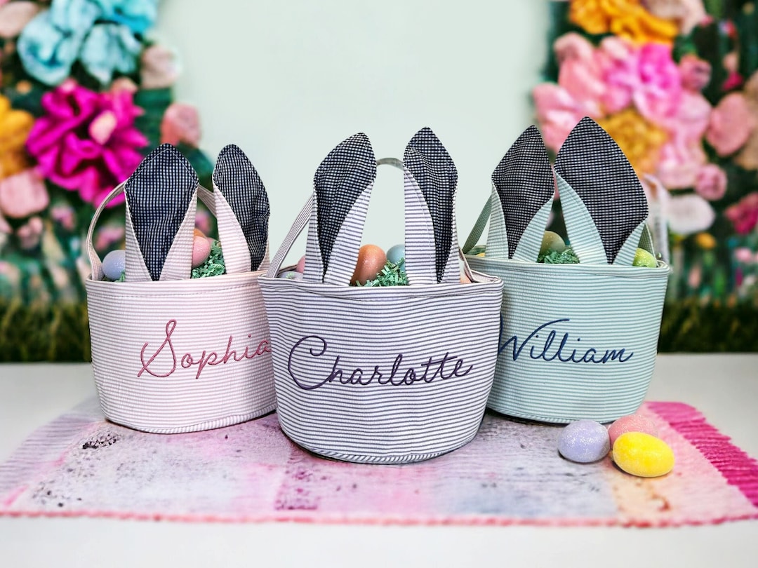 Personalized Easter Basket With Name, Easter Bunny Basket, Easter Gift ...