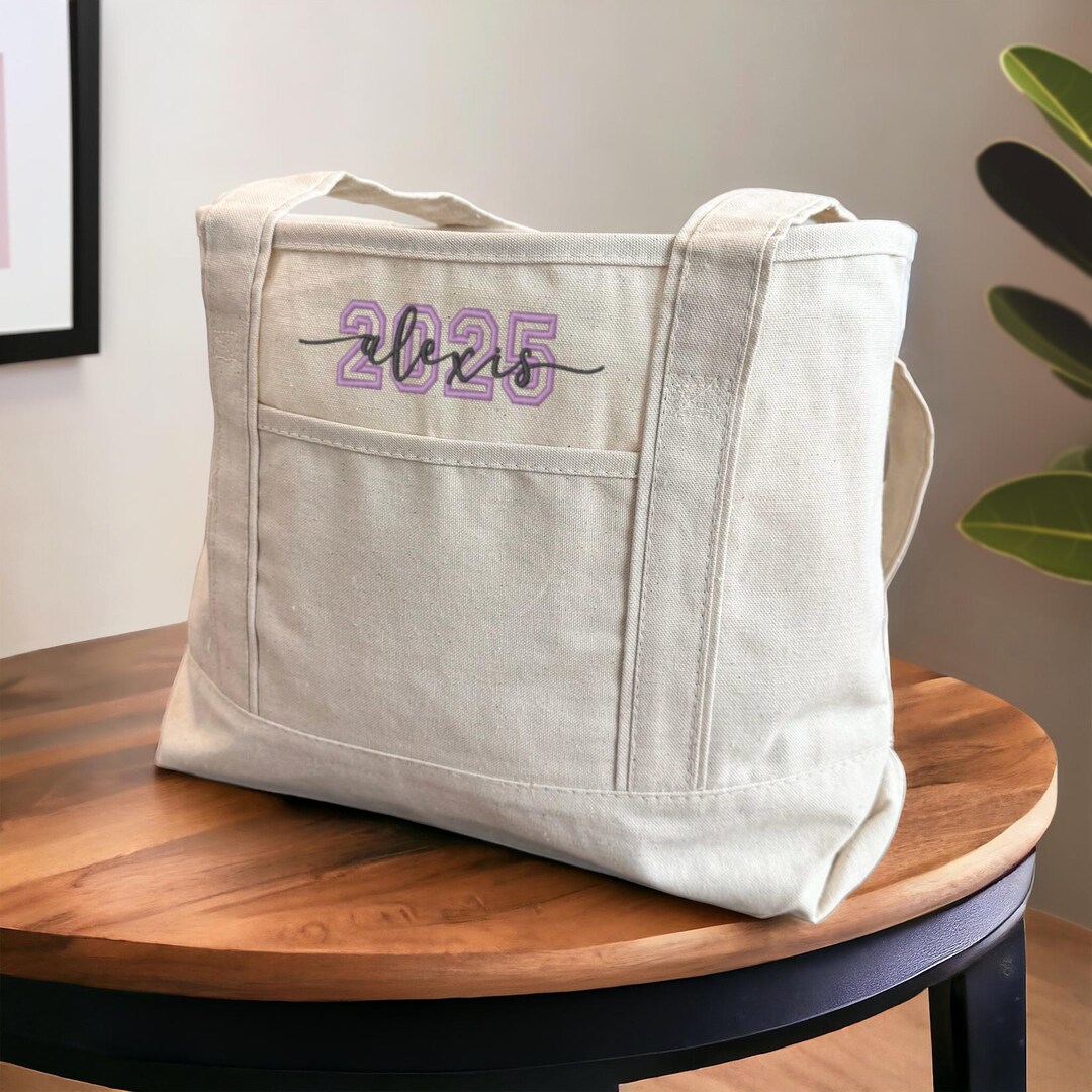 Personalized Graduation Tote Bag - Embroidered Grad Gift - Custom Tote ...