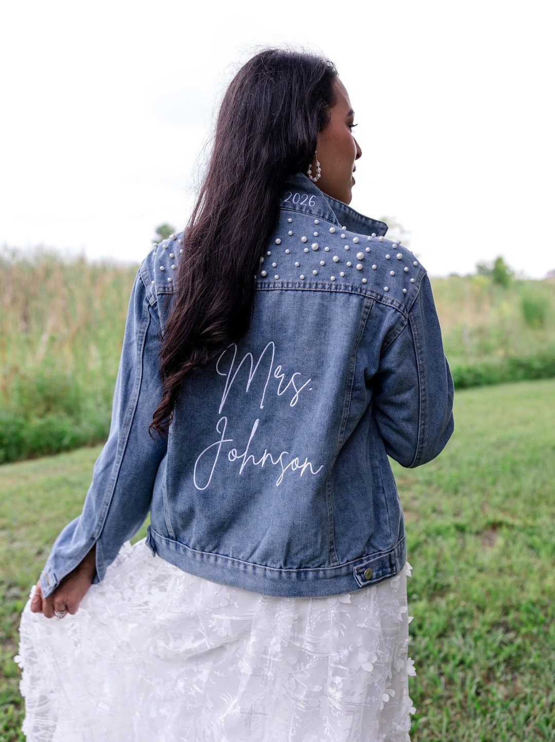 Embroidered Wedding Denim Jacket, Mrs. Wedding Jean Jacket ...