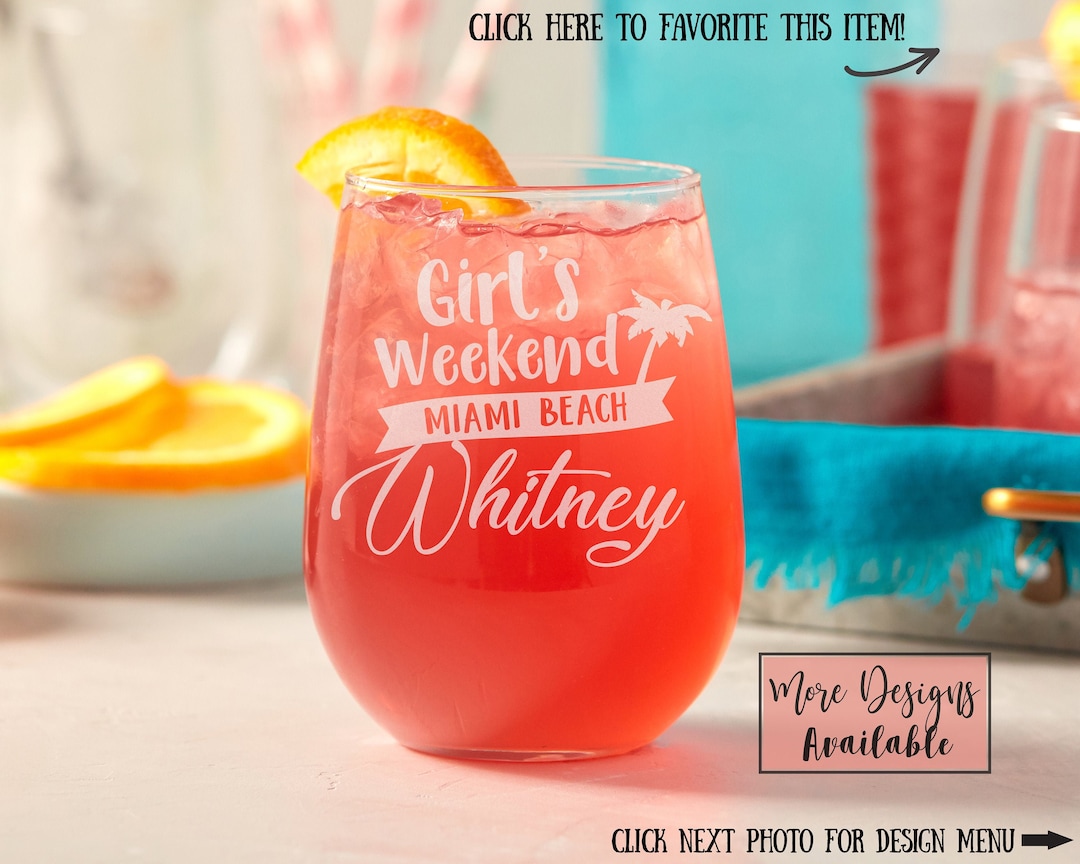 Girls Trip Stemless Wine Glass, Girl's Vacation Wine Glass, Girl's ...