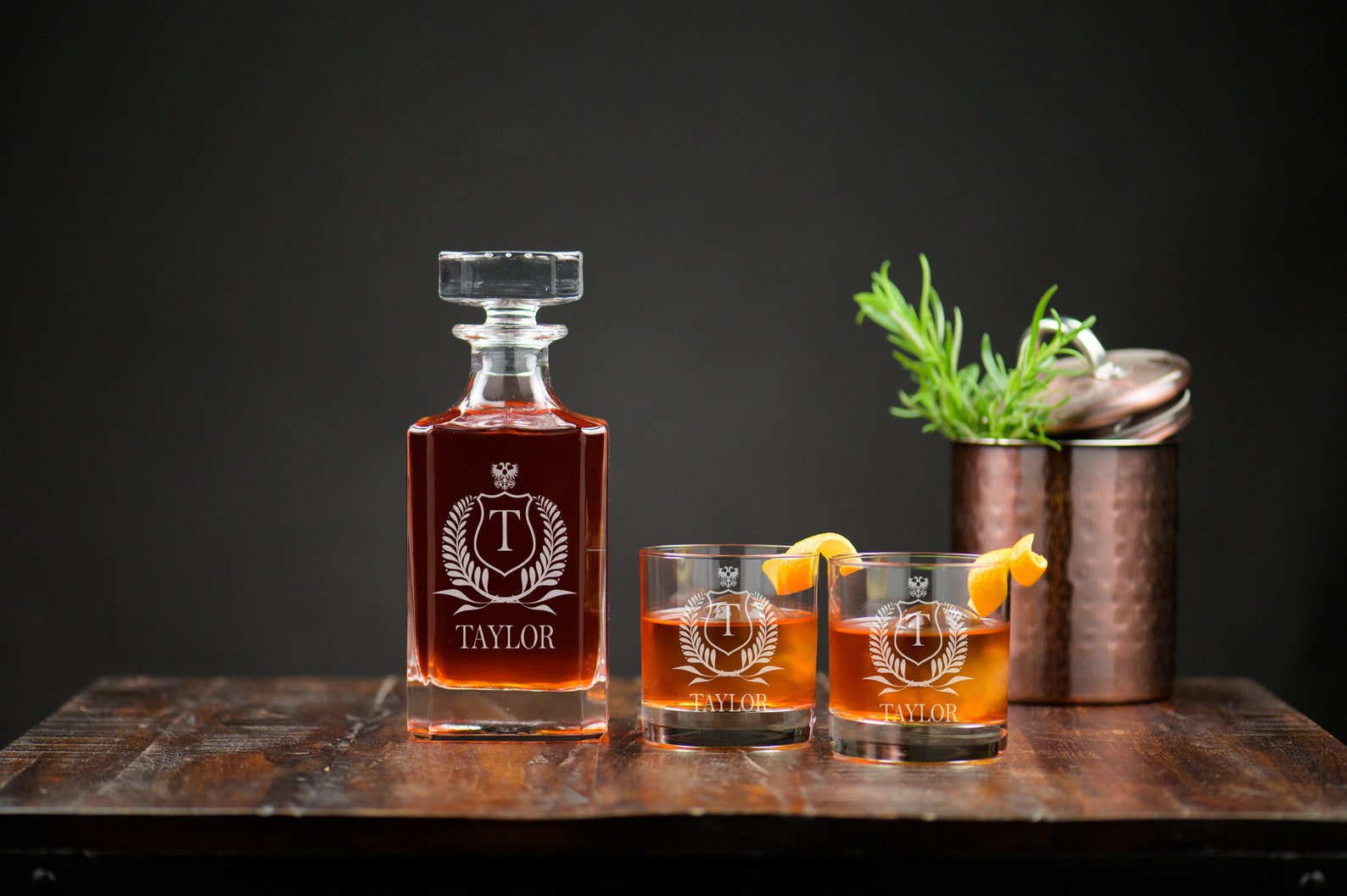 Engraved Decanter Set With Glasses Dad's Whiskey - Etsy