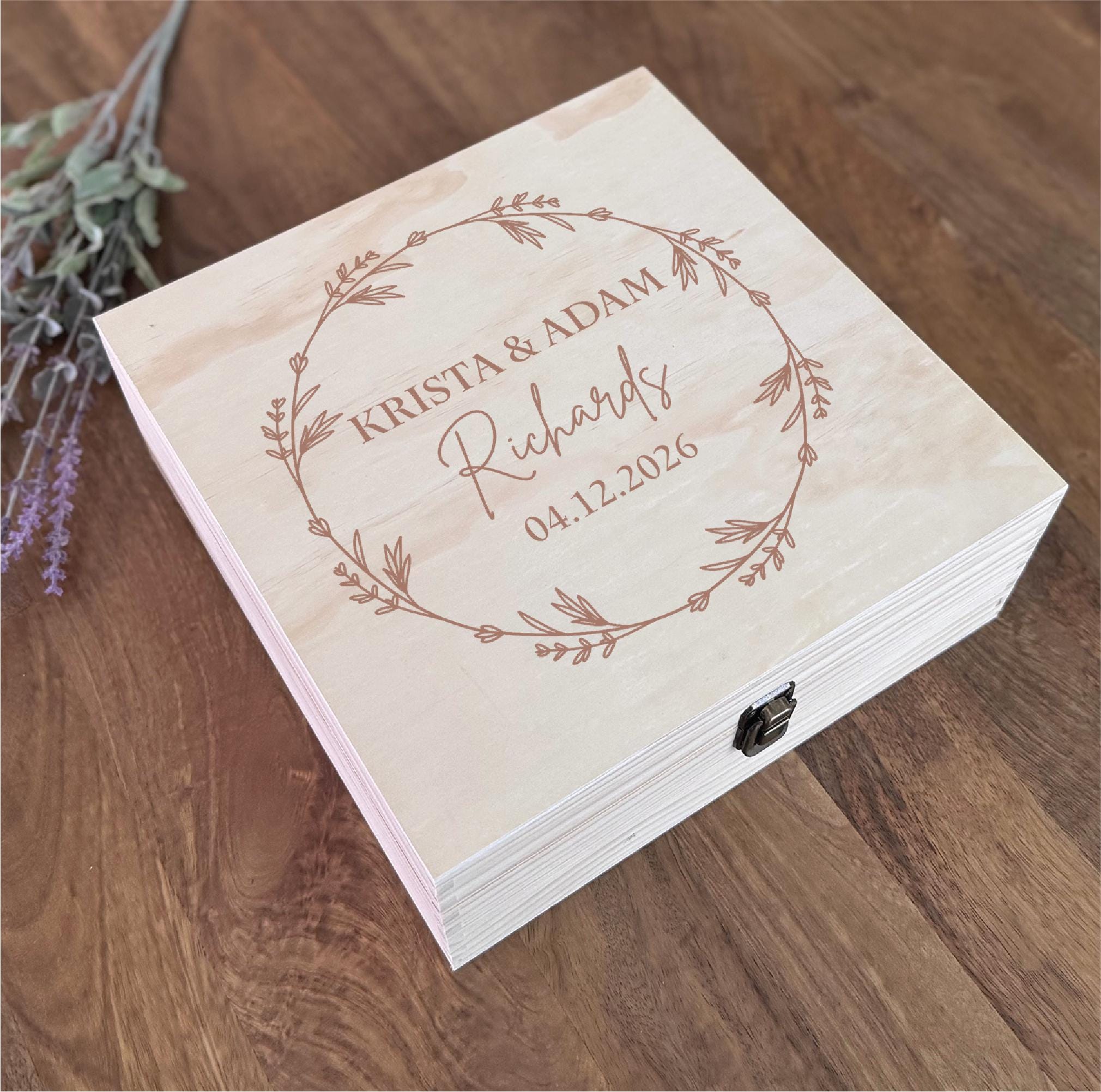 Personalized Wedding Keepsake Box - Custom Wooden Memory Box - Engraved ...