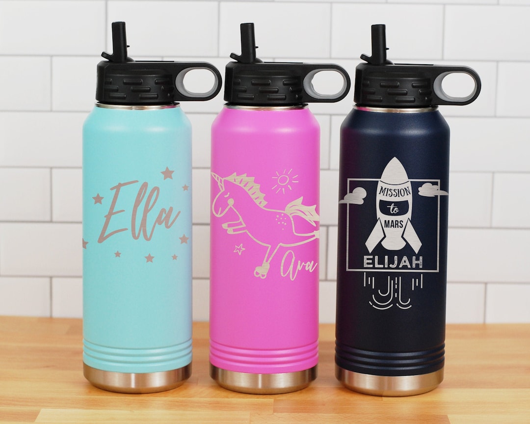 Custom Water Bottle for Kids, Back to School Water Bottle, Personalized ...