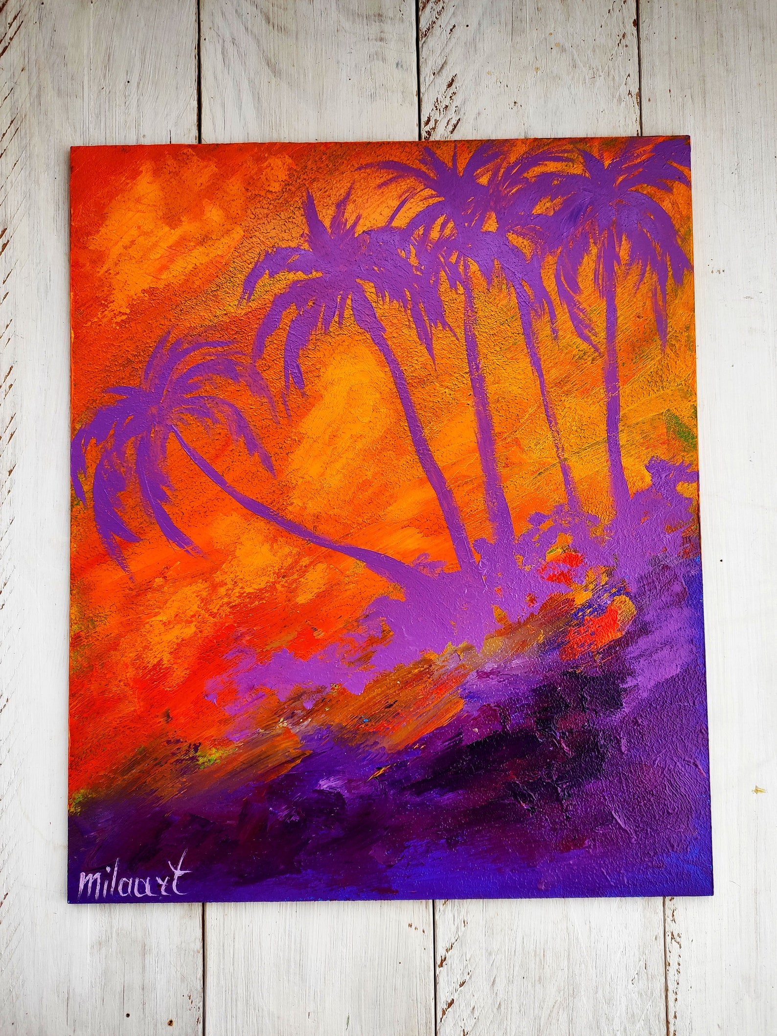 Abstract Palm Painting Palm Tree Wall Art Hawaiian Oil Painting on ...