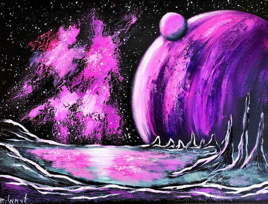 Space Wall Art Galaxy Planets Painting Oversize Wall Art Palette Knife ...