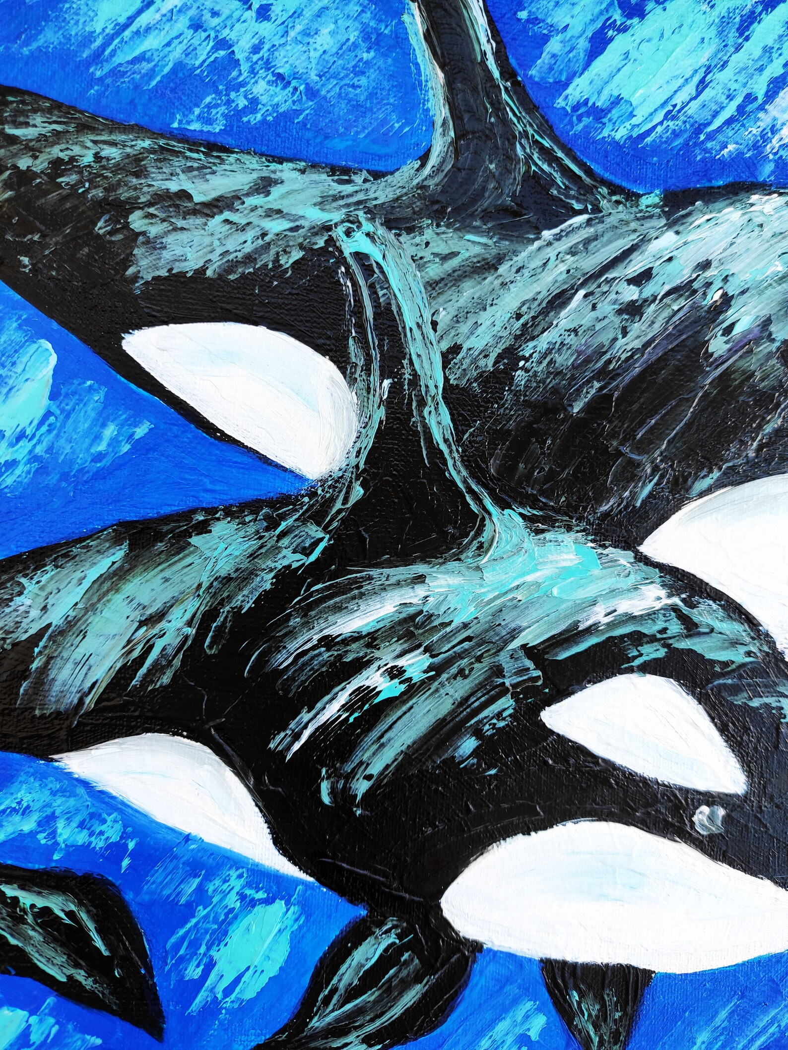 Orca Whale Original Artwork Textured Wall Art Palette Knife - Etsy