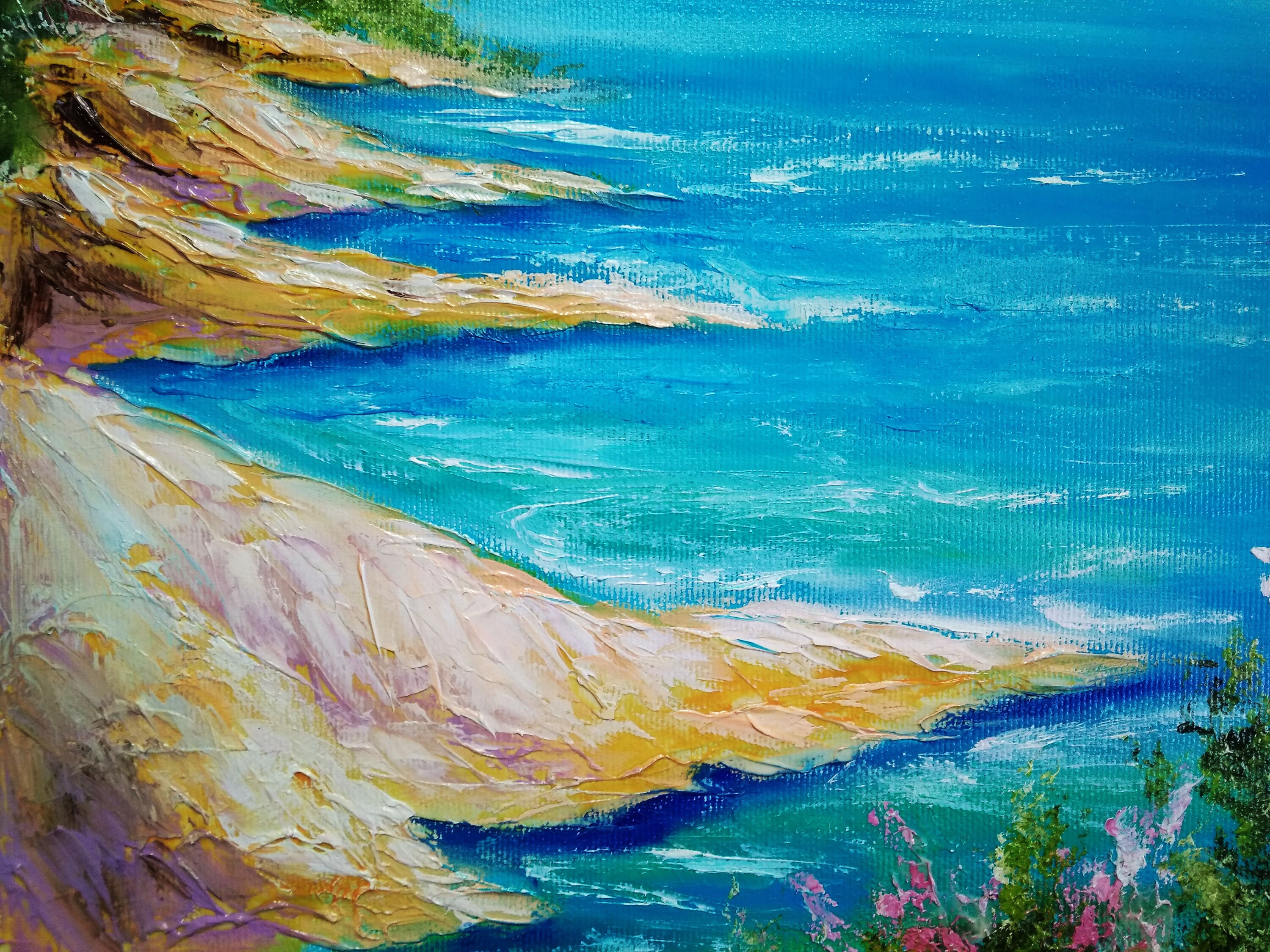Painting of Greece seascape original oil painting on canvas | Etsy