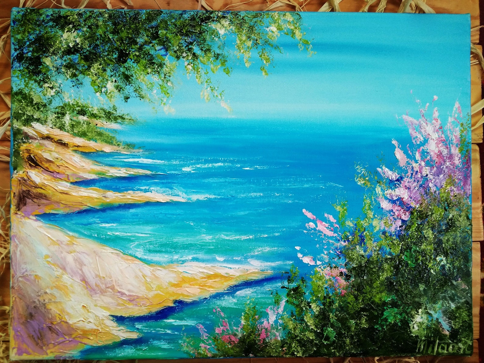 Painting of Greece Seascape Original Oil Painting on Canvas - Etsy