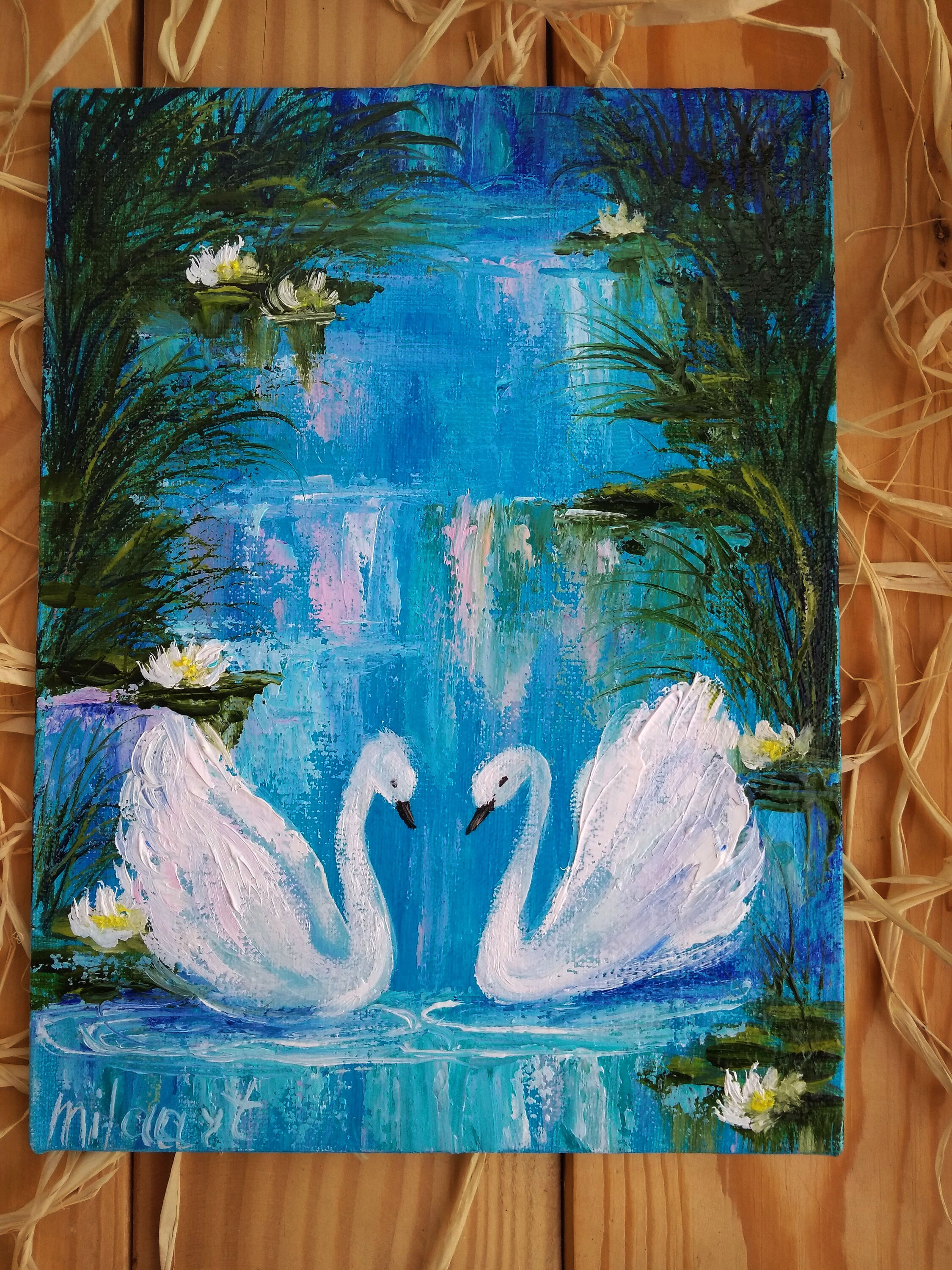 Swan Oil Painting