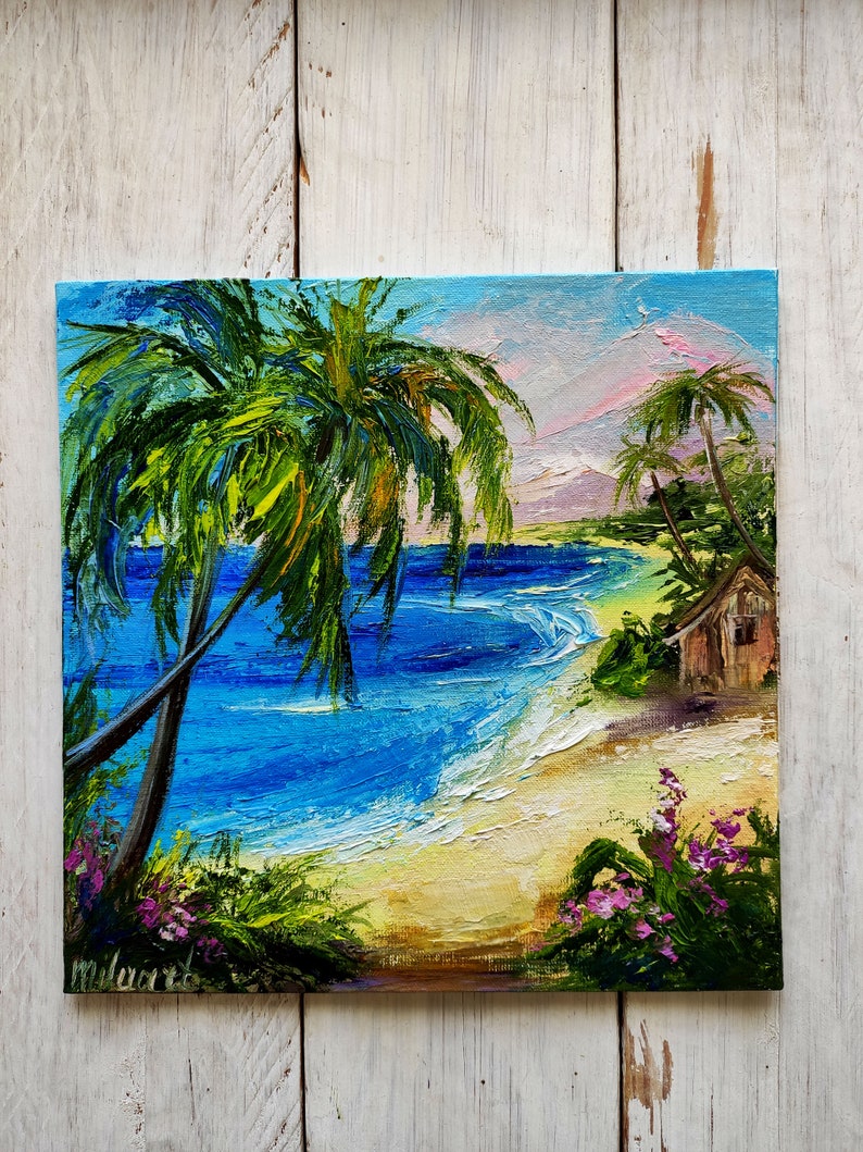 Hawaiian Tropical Beach Original Oil Painting on Canvas - Etsy