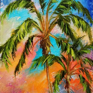 Large Palms Tropical Original Oil Painting on Canvas Extra Large ...