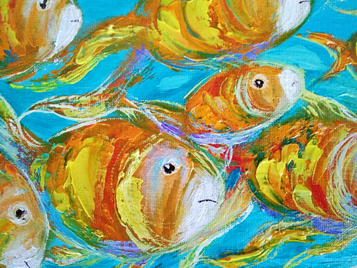 Tropical fish painting on canvas Abstract sea fish art | Etsy
