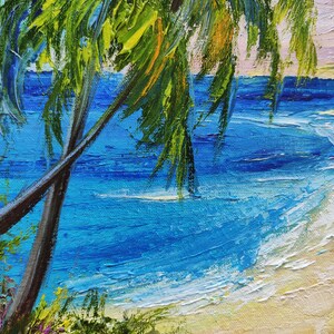 Hawaiian Tropical Beach Original Oil Painting on Canvas Paradise ...