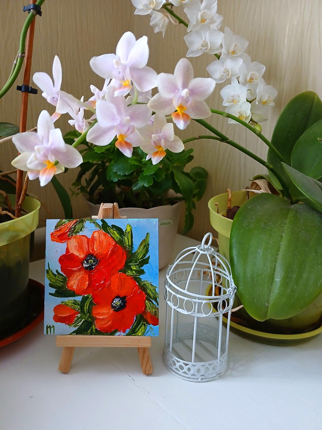 Poppy Painting Small Painting 4x4 Oil Painting Impasto Floral Artwork ...