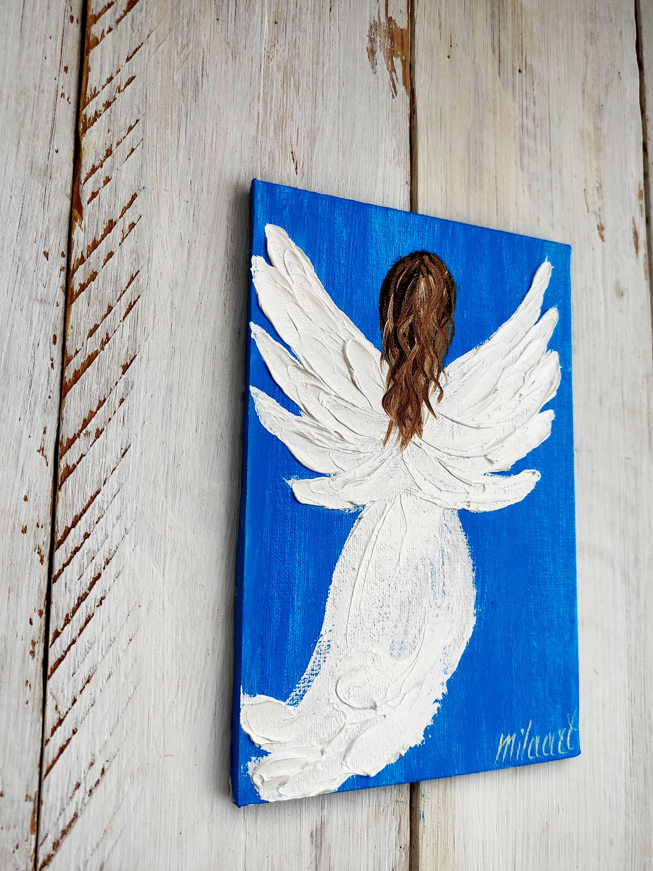 Oil Art & Collectibles Angel Painting Impasto Original Art Oil Painting ...