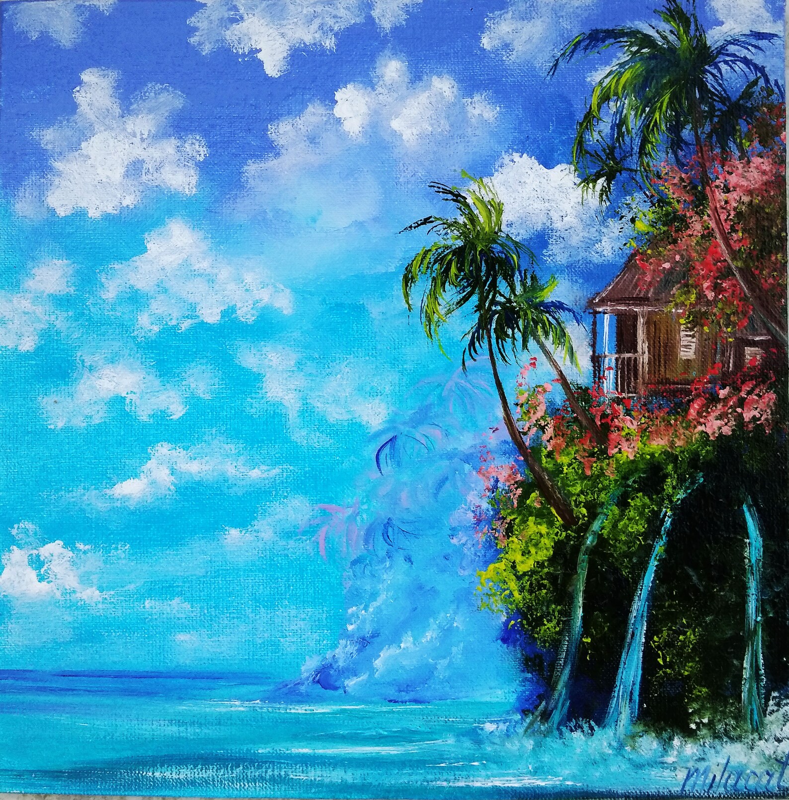 Hawaii landscape Original oil painting on small canvas | Etsy