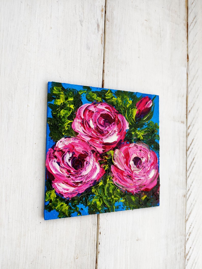 Blossom Flower 4x4 Oil Painting Impasto Floral Artwork Mini - Etsy