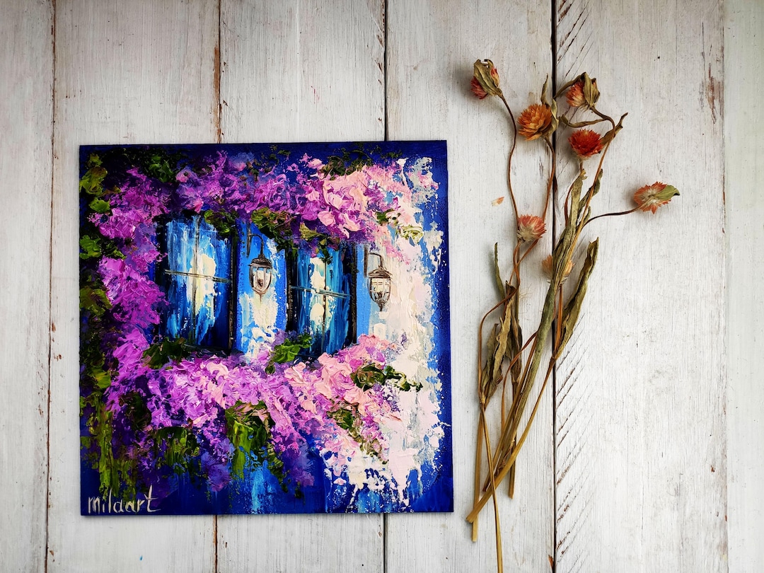 Purple Painting, Textured Wall Art, Palette Knife Painting, Original ...