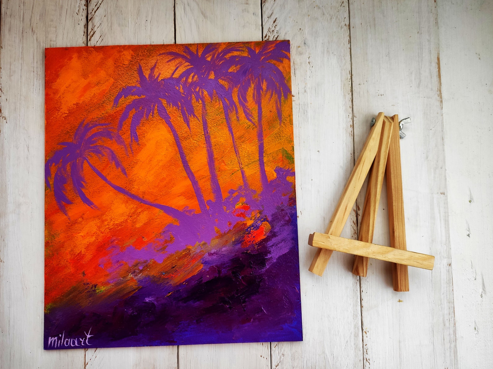Abstract Palm Painting Palm Tree Wall Art Hawaiian Oil Painting on ...