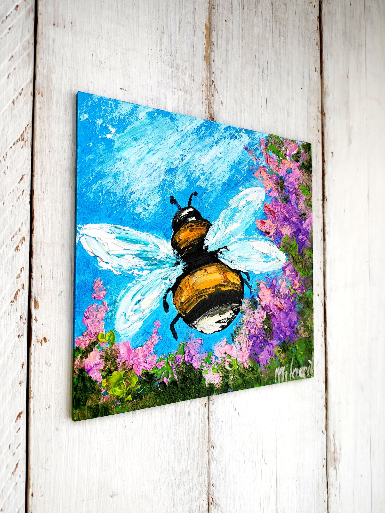 Bumblebee Painting Tiny Artwork Insect Original Art Impasto | Etsy